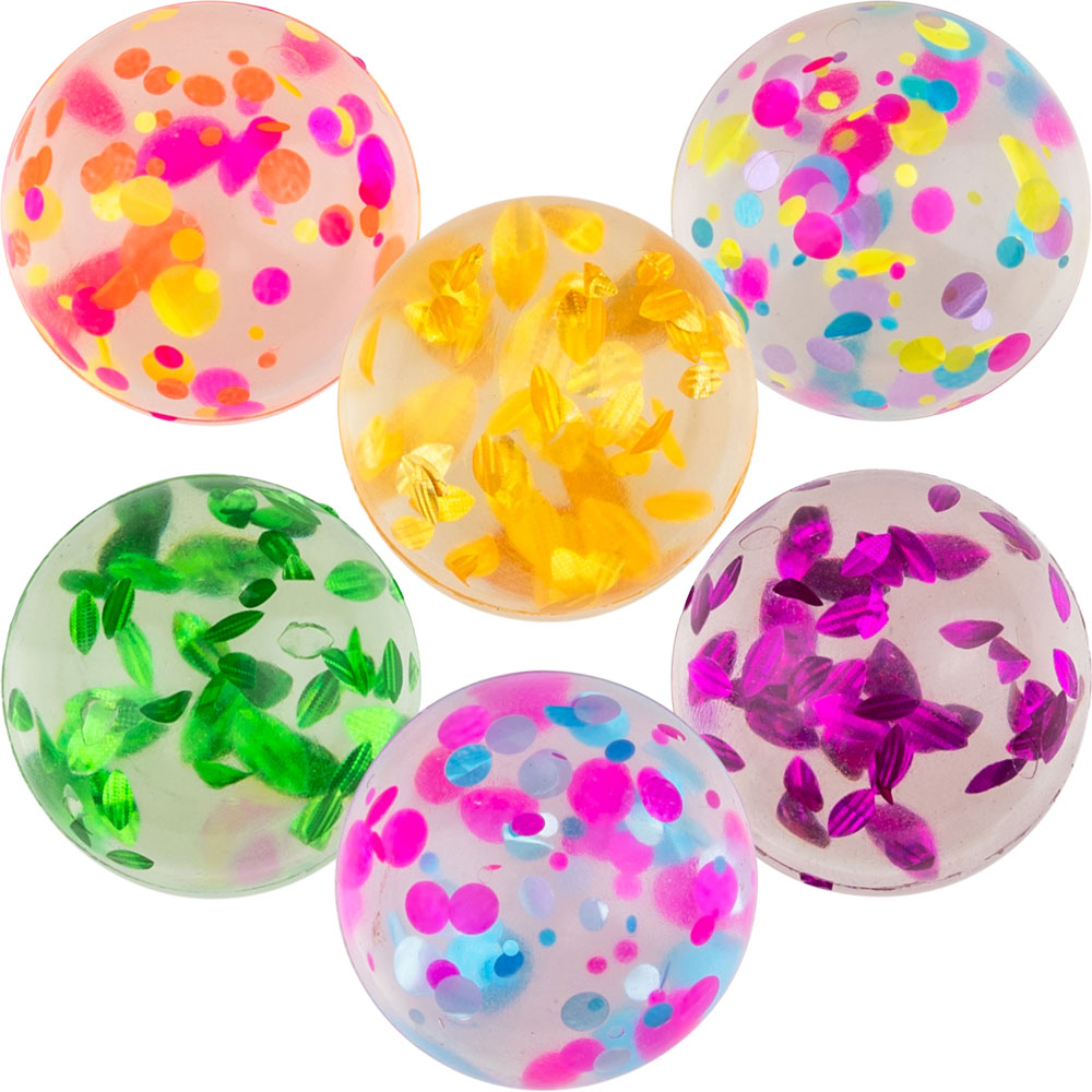 27mm High Bounce Translucent Rubber Balls with Mixed Colors Confetti ...