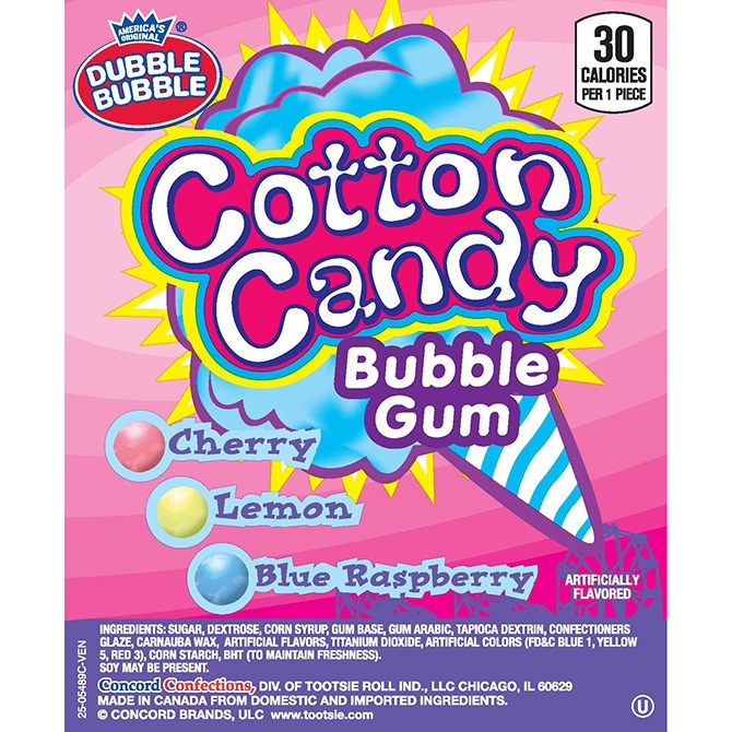 Bubblegum Cotton Candy 25 mm gumballs by company Concord Confections in ...