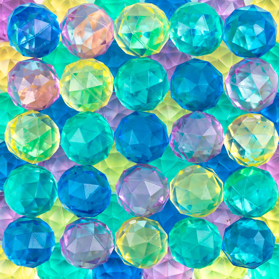 32mm Diamond Cut Hi-Bounce Ball Set - Transparent Gem Bouncing Toys for ...