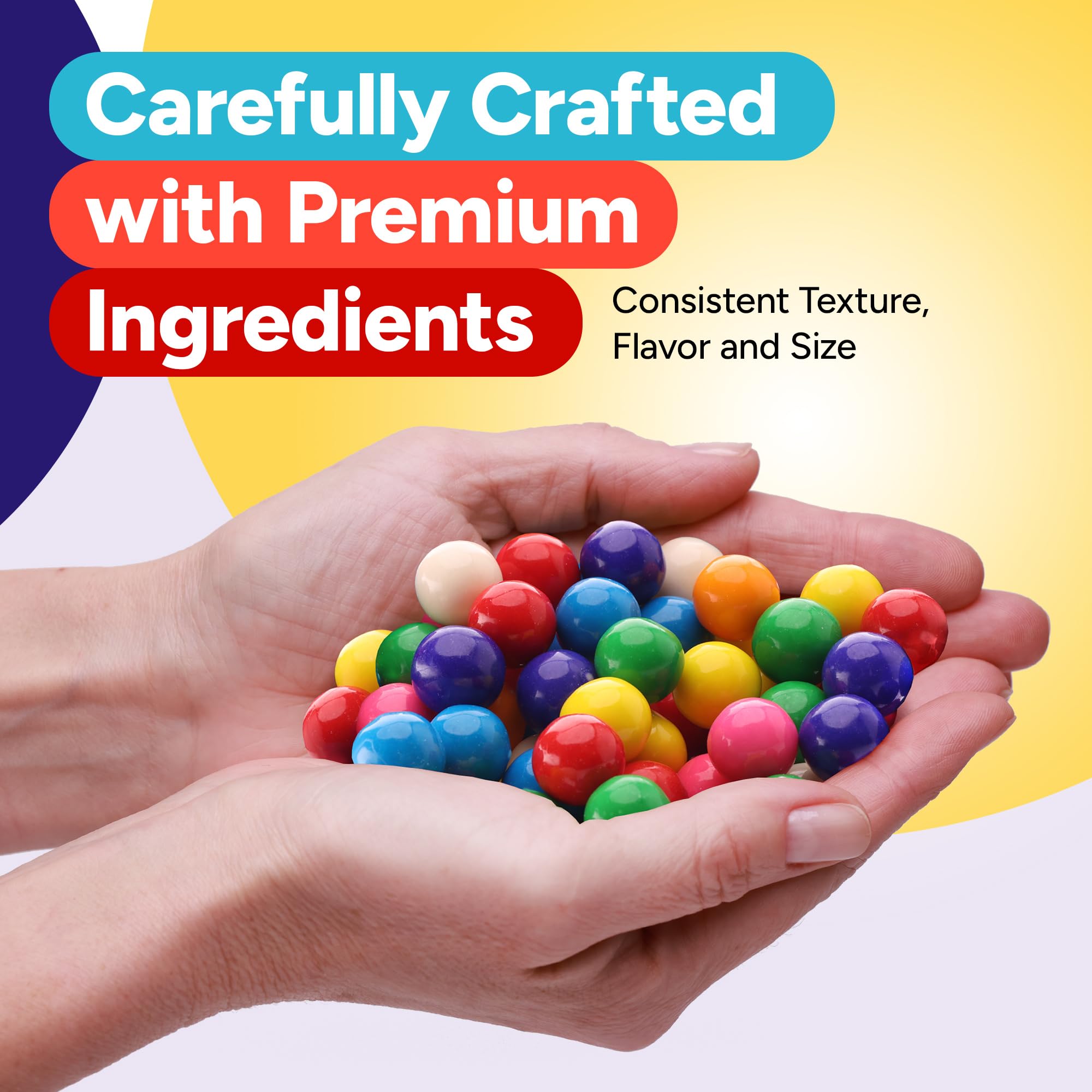 3.5oz Flow-Wrapped 0.5 Inch Assorted Fruit Gumballs for Kids - EnterVending